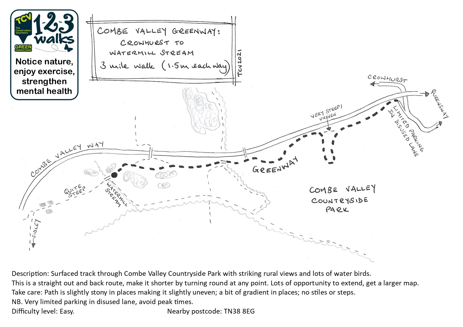 Combe Valley Greenway – up to 3m – 123 Walks
