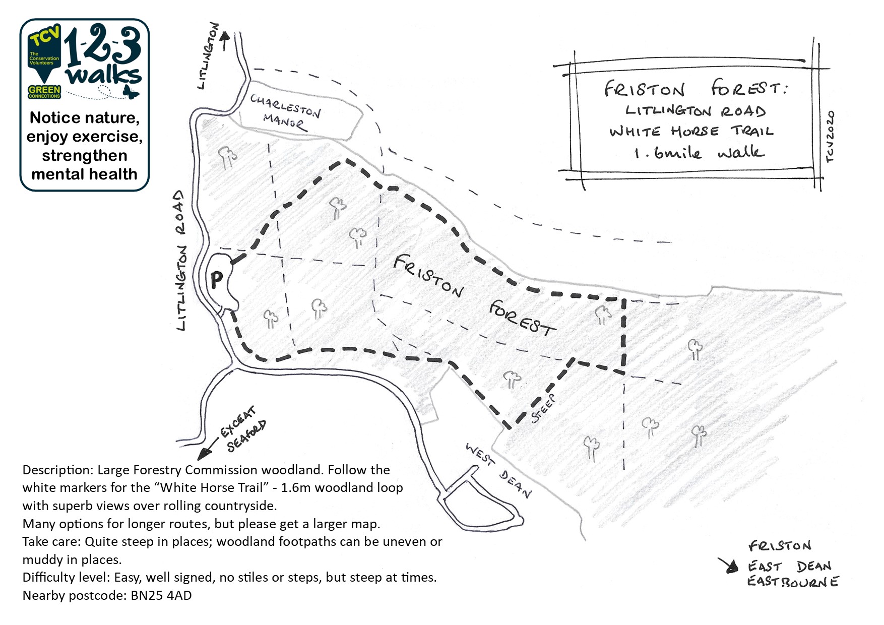 Friston Forest – Litlington Road/White Horse Trail – 1.6m – 123 Walks